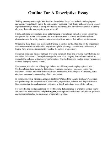 Outline For A Descriptive Essay Indiana University Kokomo Pdf