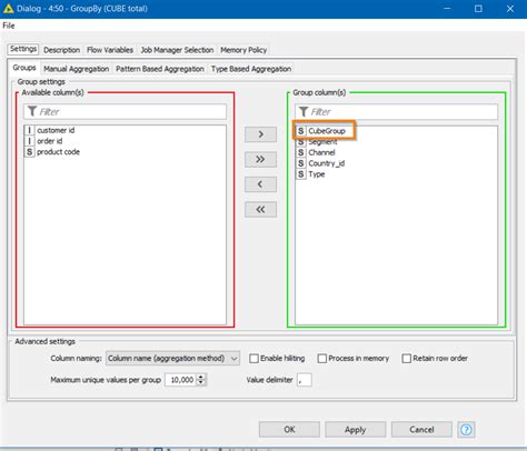 trying to create a cube data set knime analytics platform knime