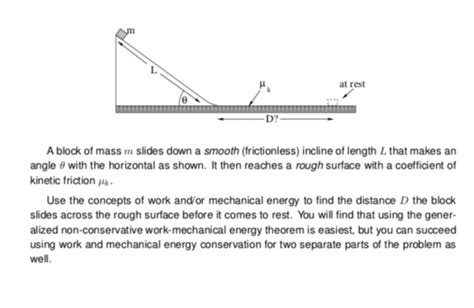 solved at rest d a block of mass m slides down a smooth