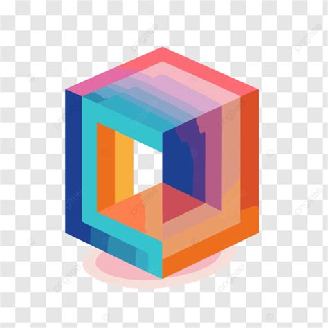 컬러로 된 다채로운 기하학적 큐브 그림 벡터 흰색 배경에 차원의 단순한 다채로운 아이콘 그림자 없음 작은 프레임 중앙 Png 일러스트 및 벡터 에 대한 무료 다운로드