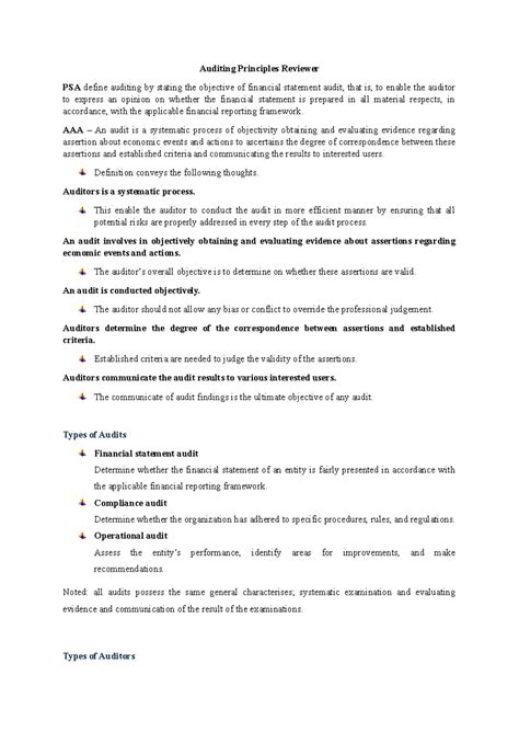 Auditing Principles Reviewer Chapter 1 Auditing Principles Reviewer Psa Define Auditing By