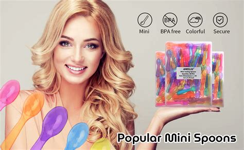 Ameiloz 3 Inch Tiny Mini Tasting Spoons Colored Disposables