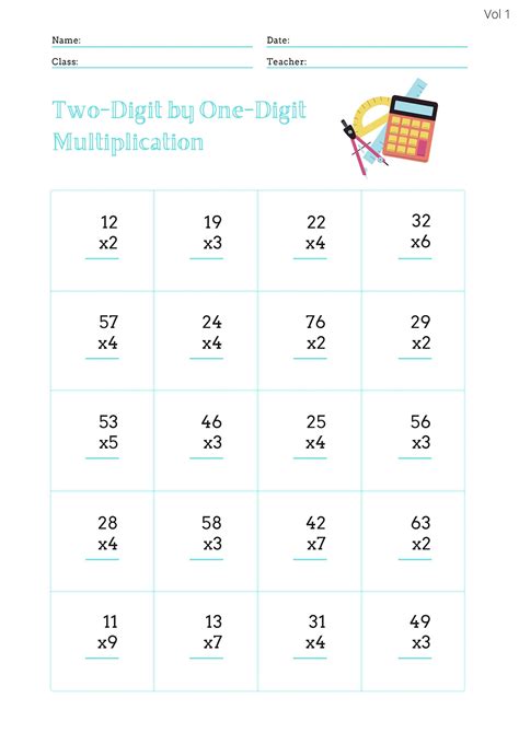Multiply 2 Digit By 1 Digit Without Regrouping Math Worksheets Worksheets Library