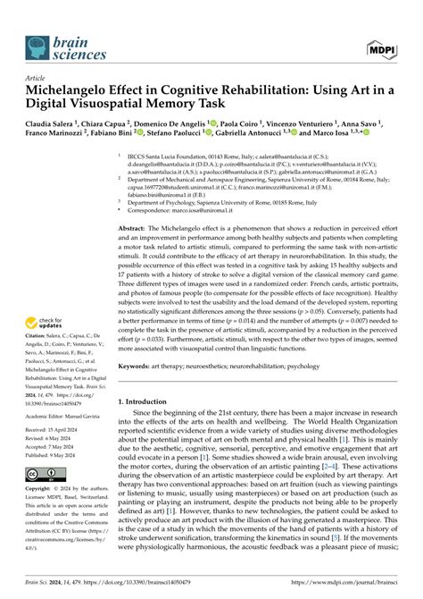 pdf michelangelo effect in cognitive rehabilitation using art in a