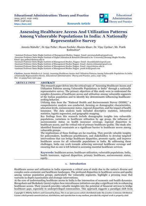 Pdf Assessing Healthcare Access And Utilization Patterns Among Vulnerable Populations In India