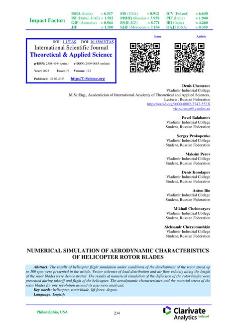 pdf numerical simulation of aerodynamic characteristics of helicopter