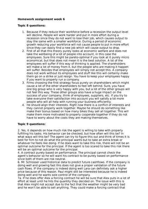 Homework Assignment Week 6 People Will Work Harder And Put In More Effort During A Recession