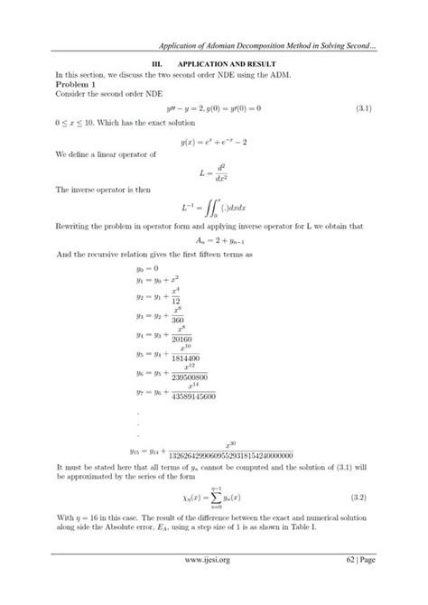 Application Of Adomian Decomposition Method In Solving Second Order Nonlinear Ordinary
