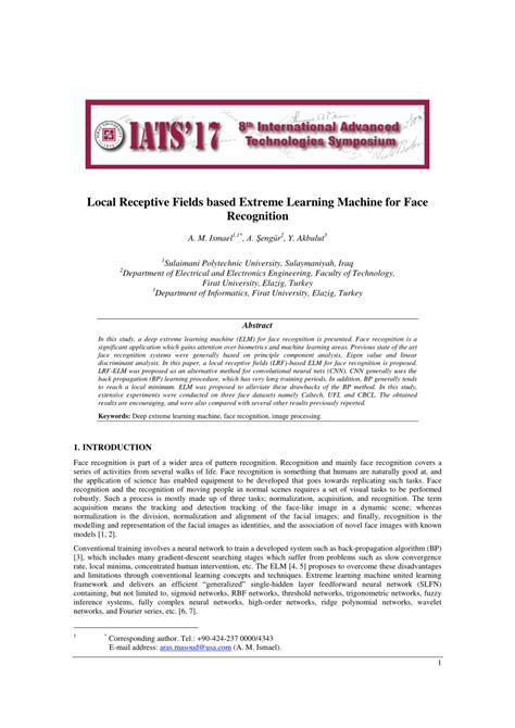 Pdf Local Receptive Fields Based Extreme Learning Machine For Face Recognition