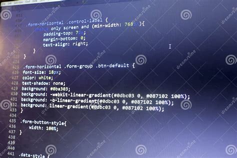 web designer css3 less sass code close up stock image image of