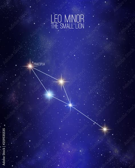 ภาพประกอบสต็อก Leo Minor The Small Lion Constellation Map On A Starry Space Background Stars
