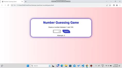 Harathi Reddy Kandanulu On Linkedin Guessgame Internpe Intern