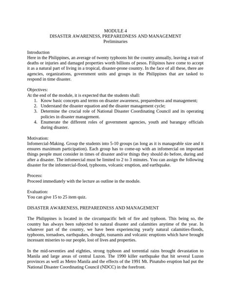 Nstp Cwts Module 4 Pdf Emergency Management Disaster Risk Reduction