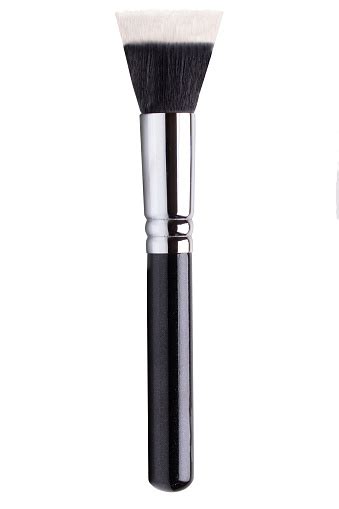 흰색 절연 검은 청소 전문 메이크업 브러쉬에 선택적 초점 개념 아름다움입니다 매크로입니다 메이크업 화장품에 대한 스톡 사진 및