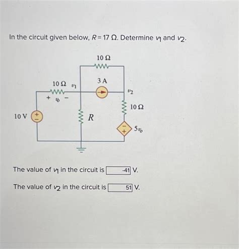 solved in the circuit given below r 17Ω determine v1 and