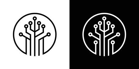 Tree Technology And Circle Line Icon Vector Illustration Vector Art At Vecteezy