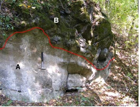 Outcrop Photo Of The Eroded Pyroclastic Unit A Overlain By
