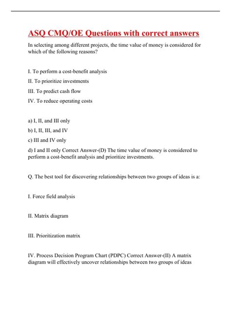 Asq Cmq Oe Questions With Correct Answers Asq Cqt Stuvia Us
