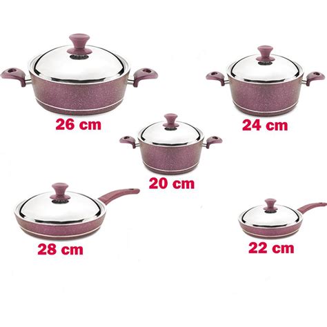 ᐉ ქვაბების ნაკრები Naturel Nt10pc Set1 Violet Qvabebis Nakrebi