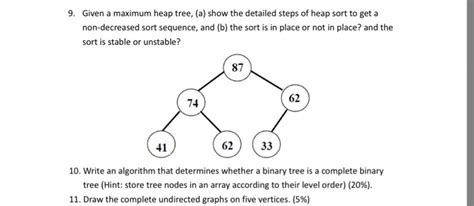 Solved Given A Maximum Heap Tree A Show The Detailed