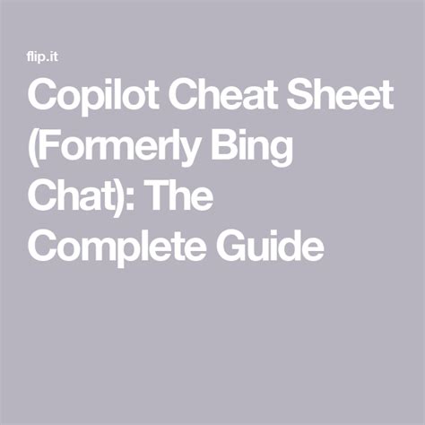 Copilot Cheat Sheet Formerly Bing Chat The Complete Guide En 2024