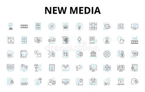 New Media Linear Icons Set Interactivity Digitalization Connectivity Innovation Disruption
