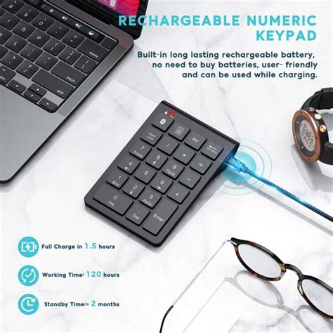 Bluetooth Wireless Numeric Keypad With Bluetooth Number Keypad Black