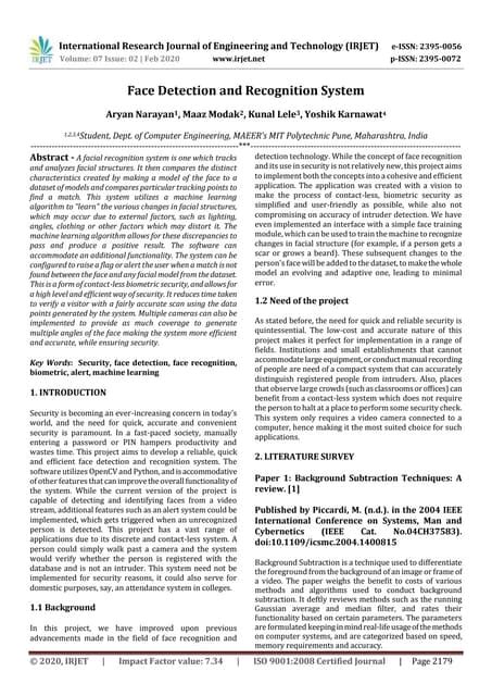 Irjet Face Detection And Recognition System Pdf Cameras And Camcorders Consumer Electronics