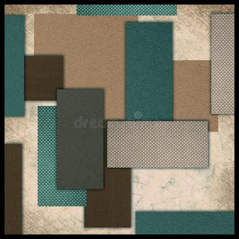 Scarf Pattern Design With Geometric Square Rectangles Effect And Texture Stock Illustration