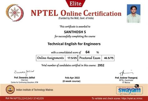 Santhosh S On Linkedin Nptel Iitmadras Technicalenglish