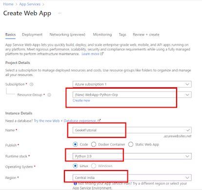 Geek Tutorial Com Deploy Your Django Web App To Azure Web App Using App Service F Free Plan