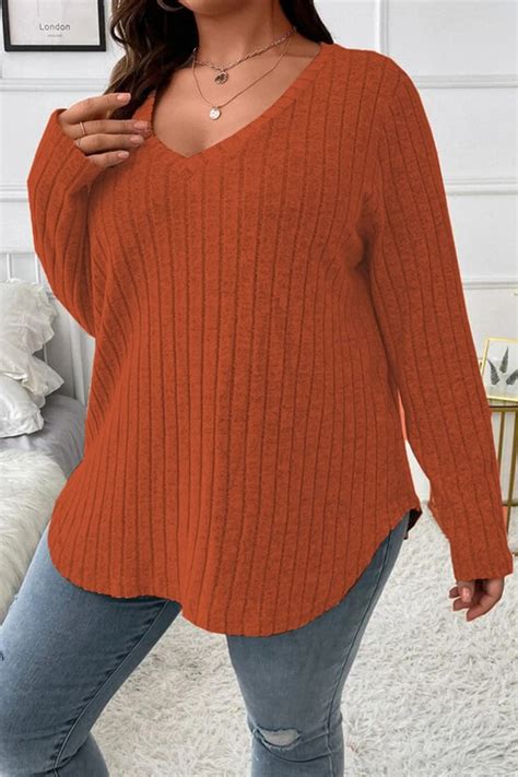 Wholesale Caramel Colour Plus Size Casual Solid Pullovers Asymmetrical