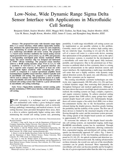 Pdf Low Noise Wide Dynamic Range Readout Circuit For Multi Stage Microfluidic Cell Sorting Systems