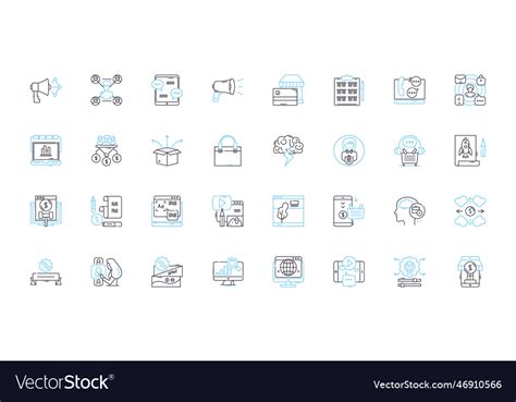 Seo Company Linear Icons Set Optimization Vector Image