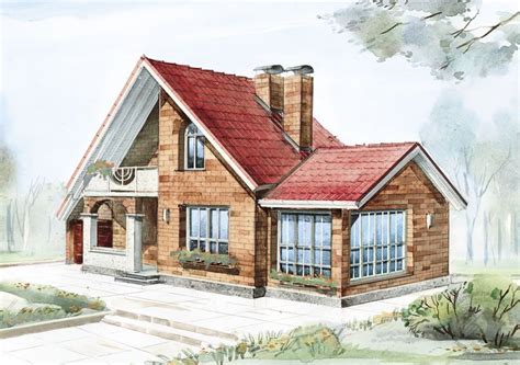 кирпичный дом с мансардой Кирпичный коттедж с мансардой Готовые проекты домов