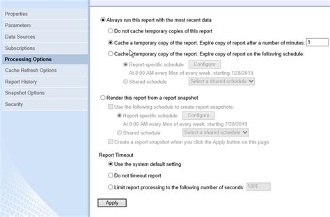 Ssrs Report Caching Reporting Services