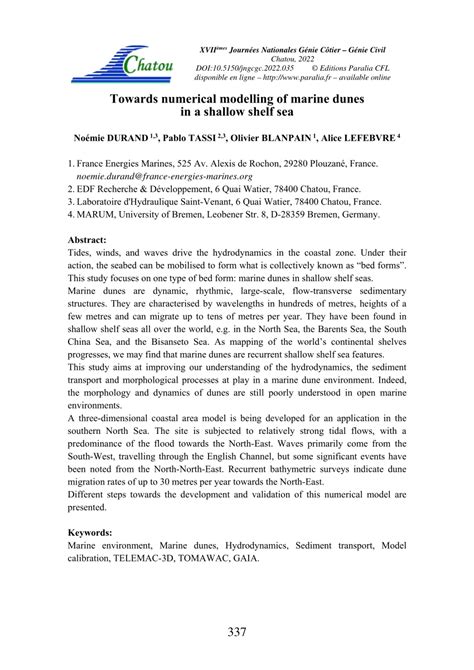 Pdf Towards Numerical Modelling Of Marine Dunes In A Shallow Shelf Sea