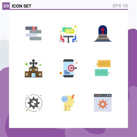 9 Creative Icons Modern Signs And Symbols Of Target Goal Grave Christian Cross Catholic Editable