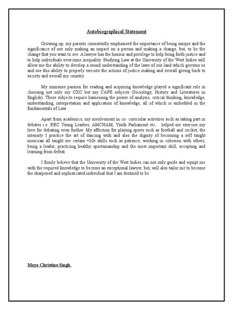 Autobiographical Statement Pdf