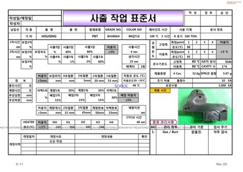 사출성형 작업조건 표준서 네이버 블로그