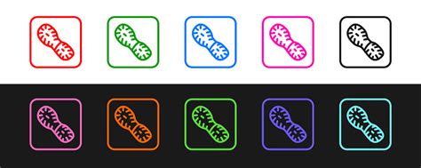 세트 라인 휴먼 풋프린트 슈즈 아이콘은 흑백 배경에 격리되어 있습니다 신발 밑창 벡터 건강관리와 의술에 대한 스톡 벡터 아트 및 기타 이미지 건강관리와 의술 걷기