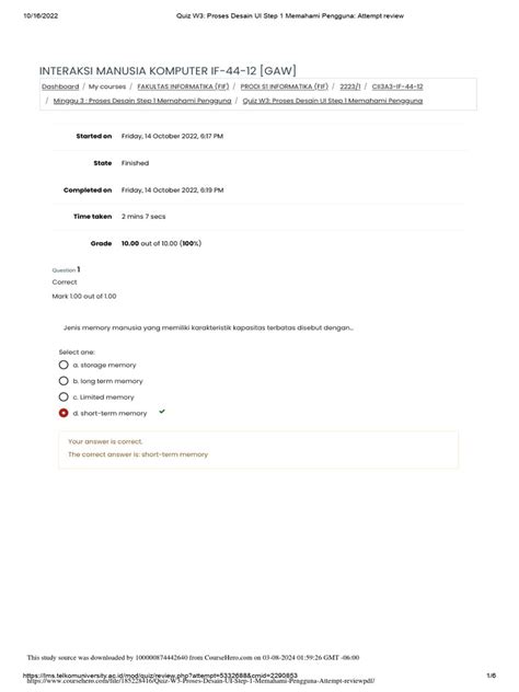Quiz W3 Proses Desain Ui Step 1 Memahami Pengguna Attempt Review Pdf Pdf