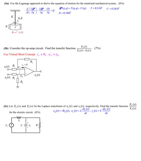 solved 3a use the lagrange approach to derive the equation