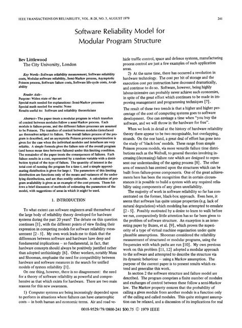 (PDF) Software Reliability Model for Modular Program Structure ...