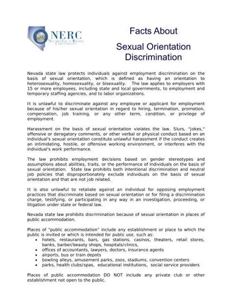 Facts About Sex Based Discrimination Nevada Department Of