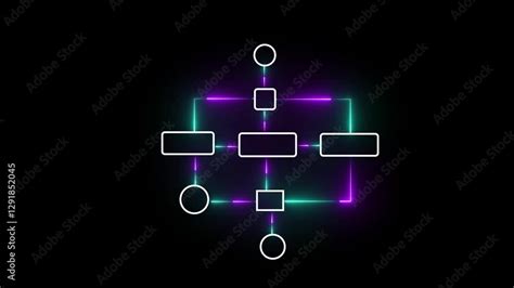 Neon Glowing Block Diagram Analysis Scheme Analysis Scheme Logical Algorithm Flow Chart