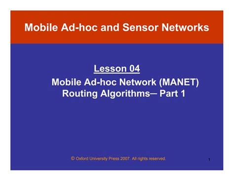 Mobile Ad Hoc Network Manet Routing Algorithms─ Part 1 Ppt