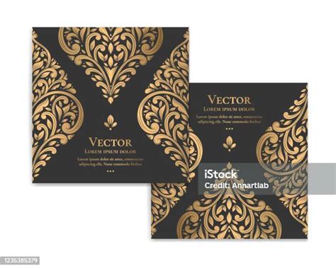 블랙과 골드 럭셔리 초대 카드 디자인 빈티지 장식 템플릿입니다 배경 및 배경 화면으로 사용할 수 있습니다 장식에 좋은 우아하고