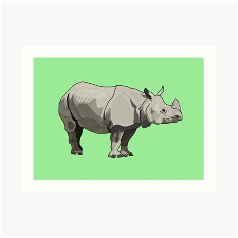 Javan Rhinoceros Cartoon Illustration Art Print For Sale By Misscartoon Redbubble