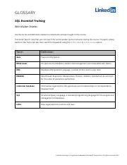 Glossary SQL EssentialTraining Pdf GLOSSARY SQL Essential Training With Walter Shields Use The